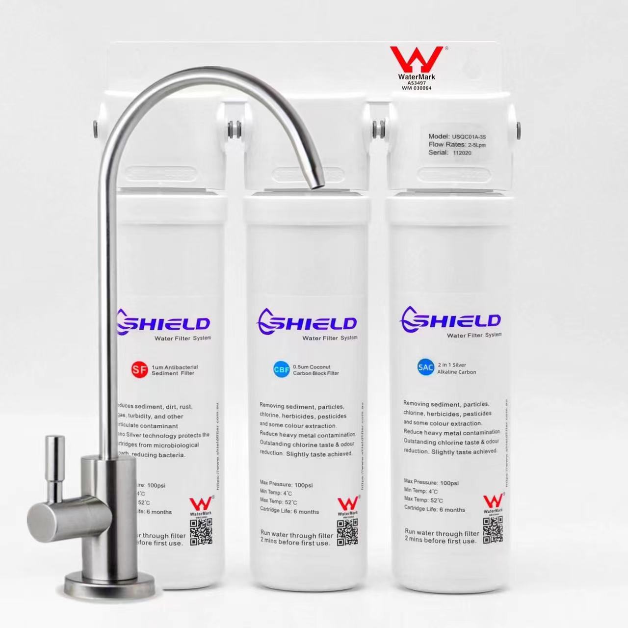 PLATINUM 3 Stages Undersink Silver Weak Alkaline Water Filter System S ...